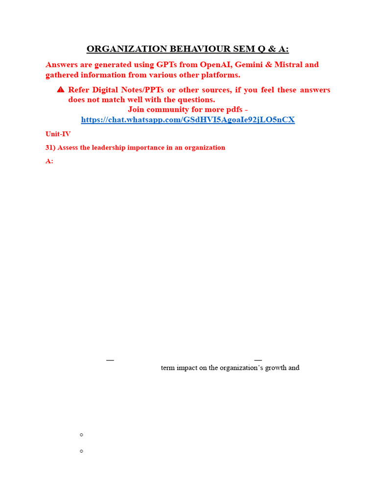 OB_UNIT-4 | PDF | Leadership | Transformational Leadership