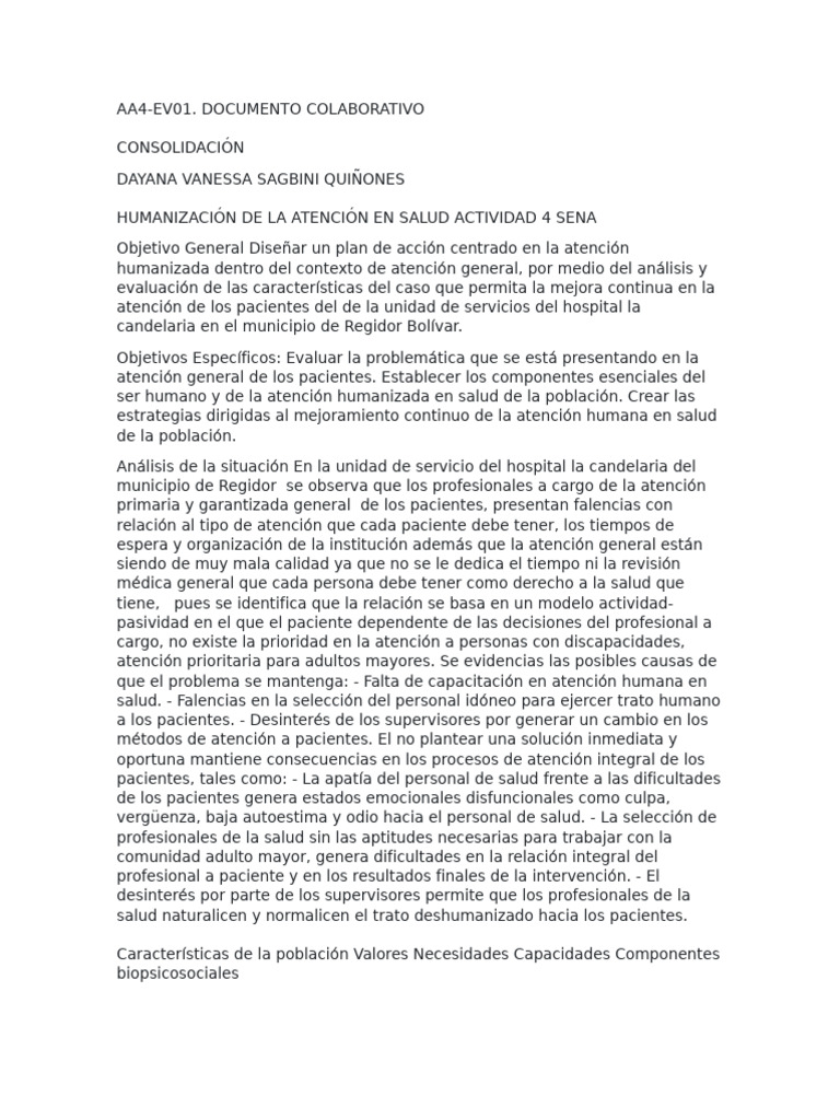 Documeto Consolidacion Humanizacion | PDF | Hospital | Sicología