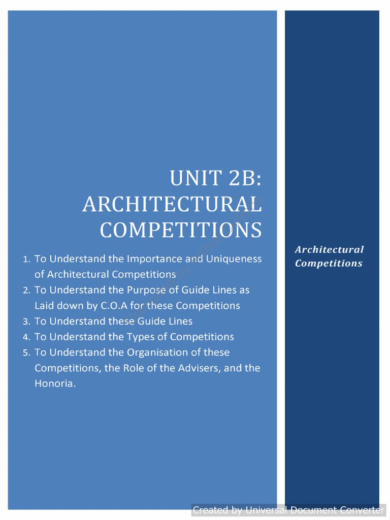 Unit 2b Architectural Competitions | PDF