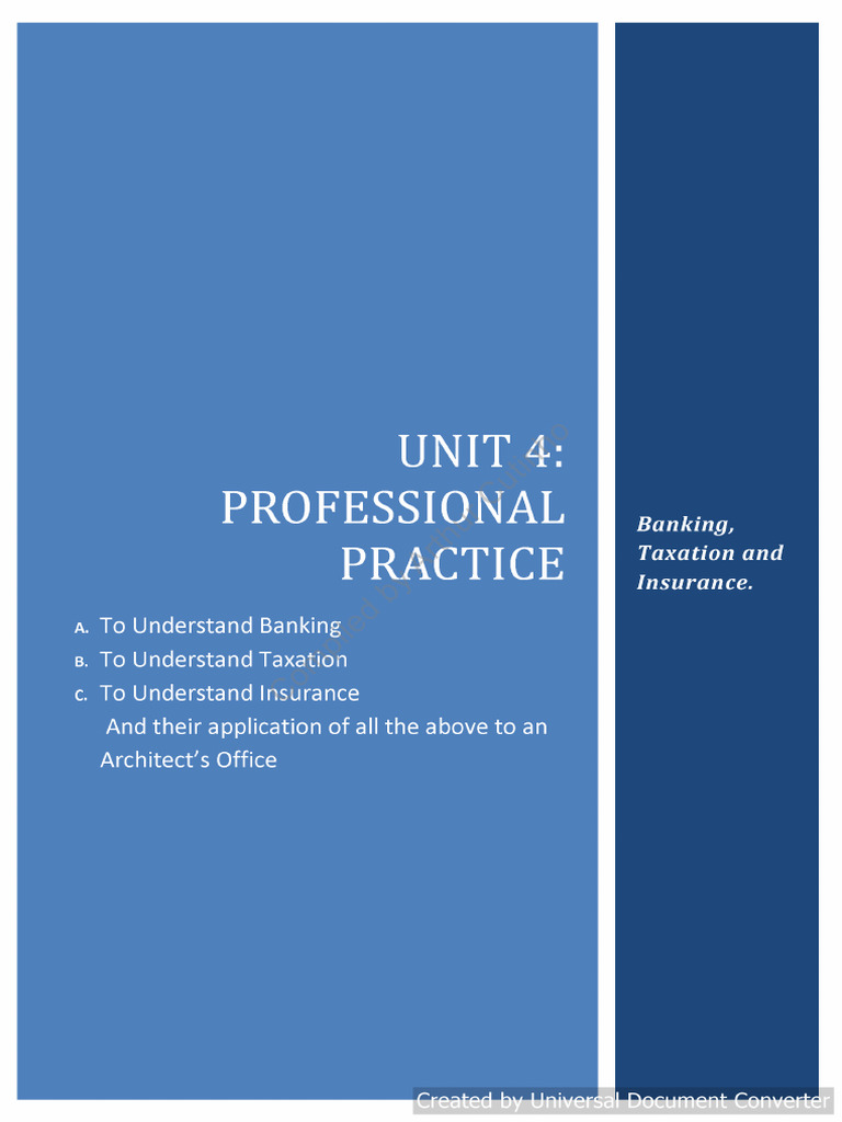 Unit 4 Banking, Taxation and Insurance | PDF