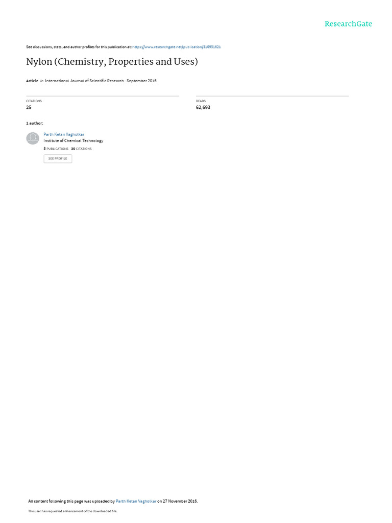 Nylon | PDF | Polymerization | Amide