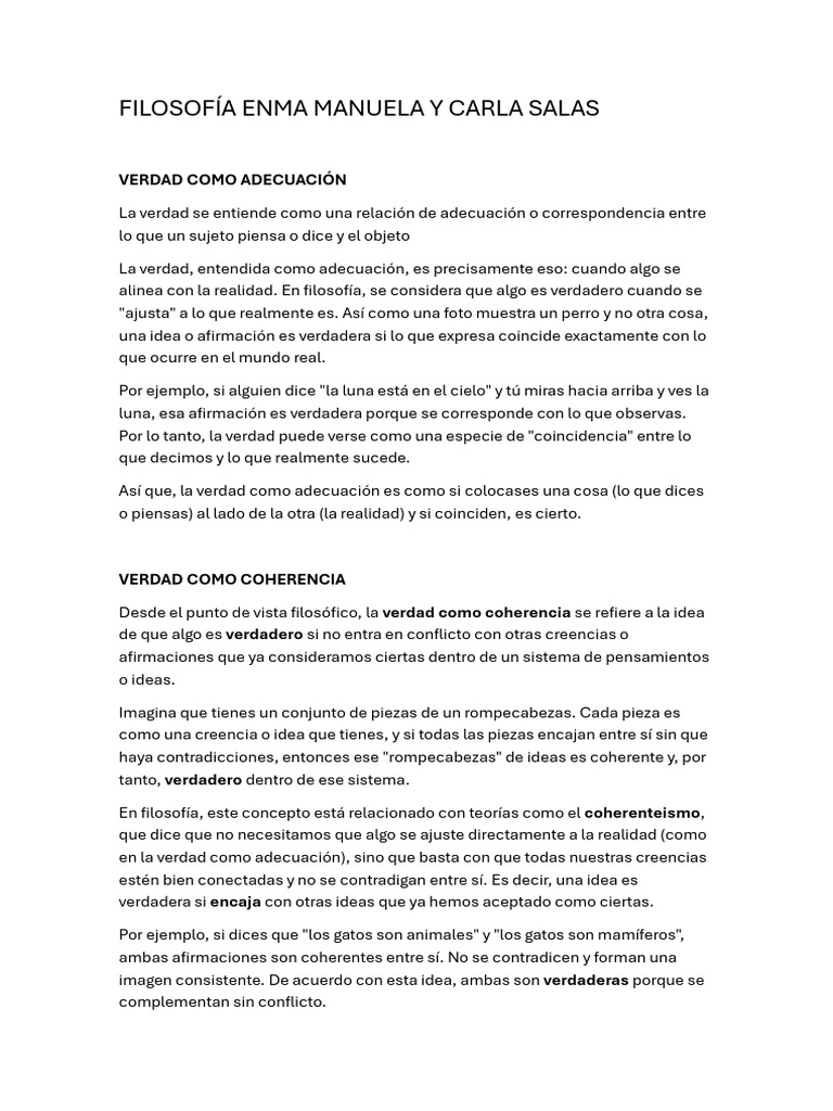 FILOSOFÃ - A Word ENMA MANUELA Y CARLA SALAS | PDF | Verdad | Certeza