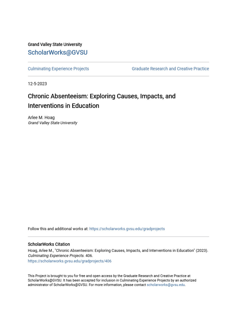 Chronic Absenteeism in Education: Causes & Solutions | PDF | Juvenile ...