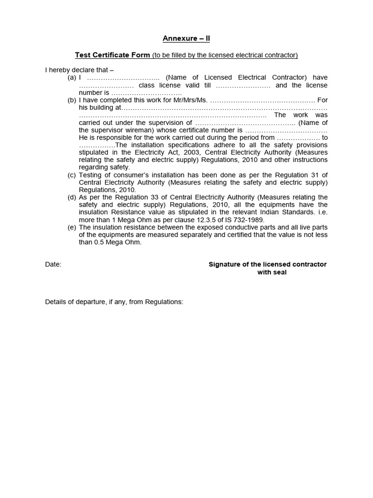 Licensed Contractor Test Certificate | PDF