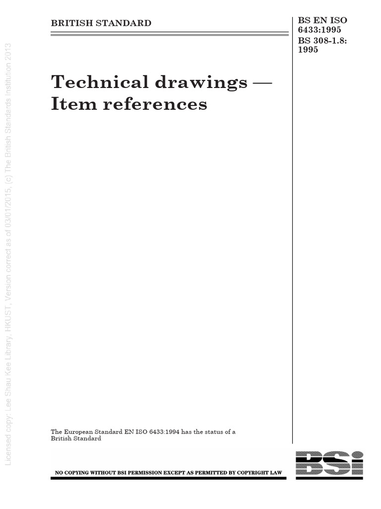 ISO 6433-2012 - BS - Technical Drawings Item References | PDF ...