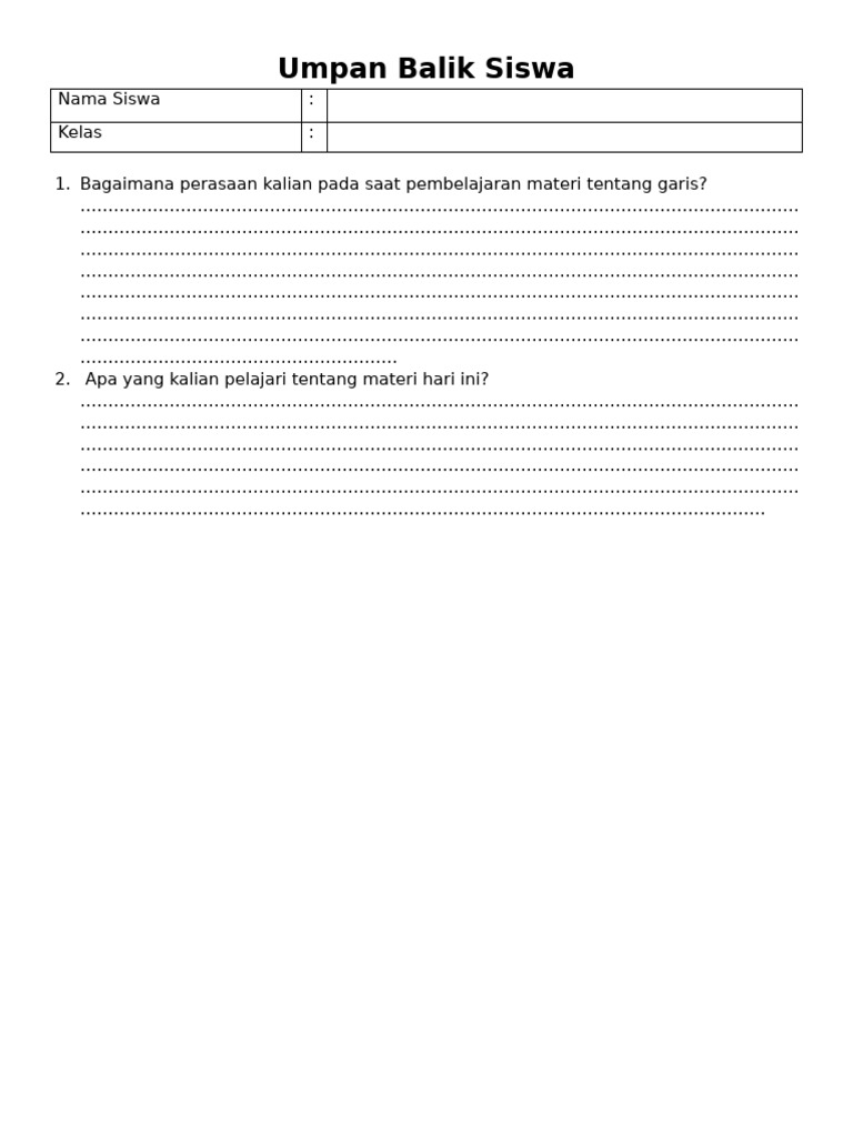 Umpan Balik Siswa Dalam Penyusunan Kesepakatan Kelas | PDF