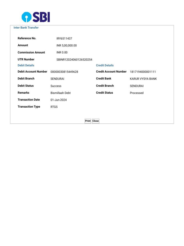 Shajahan Brother SBI Statement | PDF