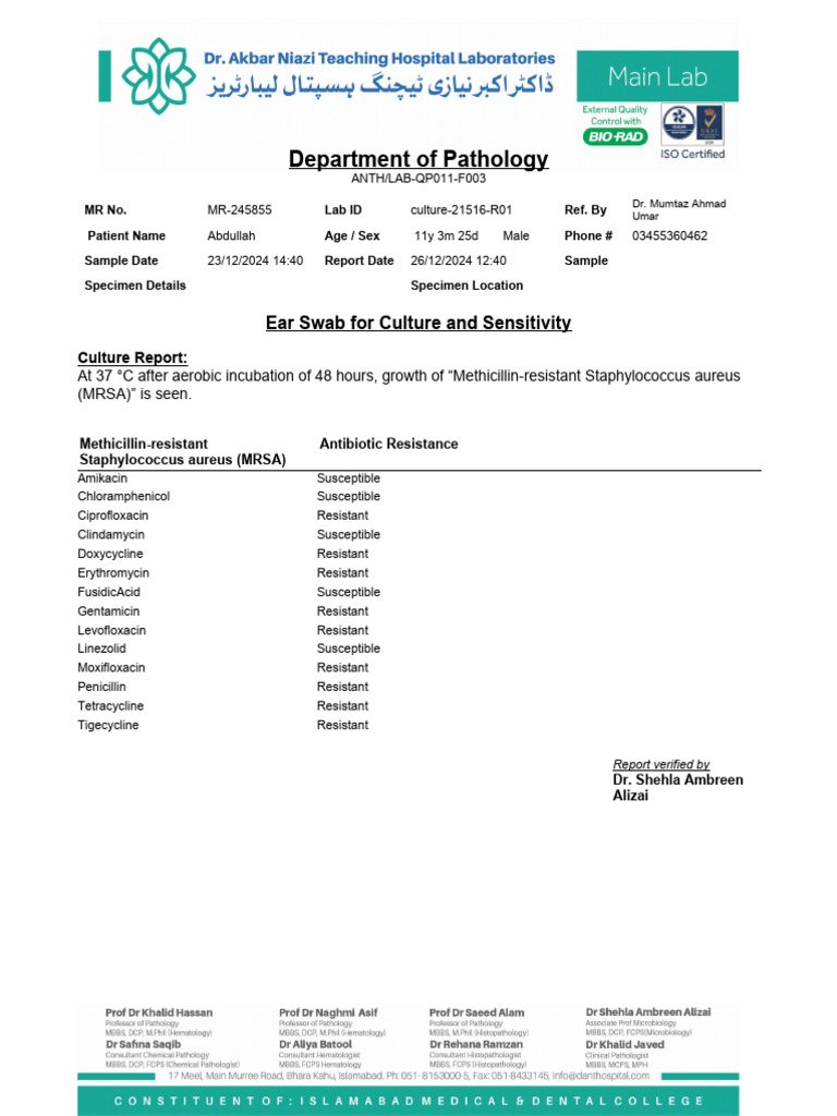 Ear Swab For Culture and Sensitivity 629136 | PDF