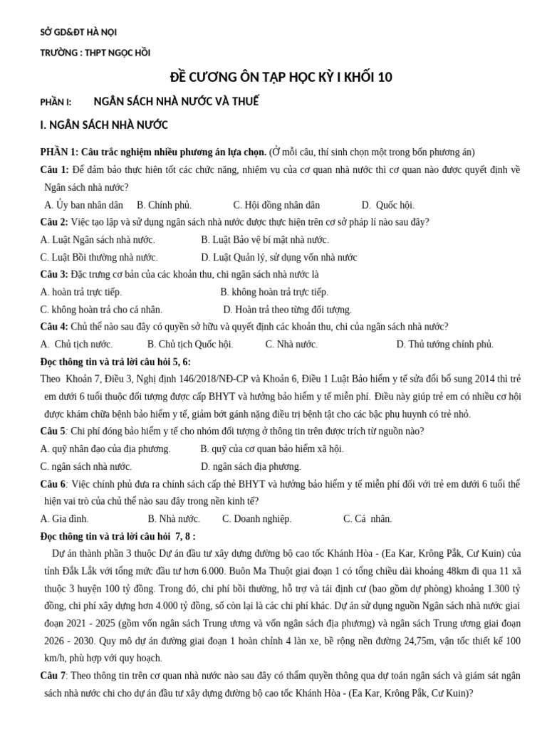 ĐỀ-CƯƠNG-ÔN-TÂP-CK-10 | PDF