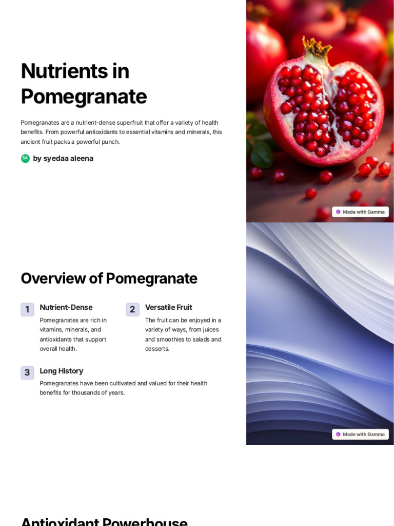 Nutrients in Pomegranate | PDF | Nutrients | Pomegranate