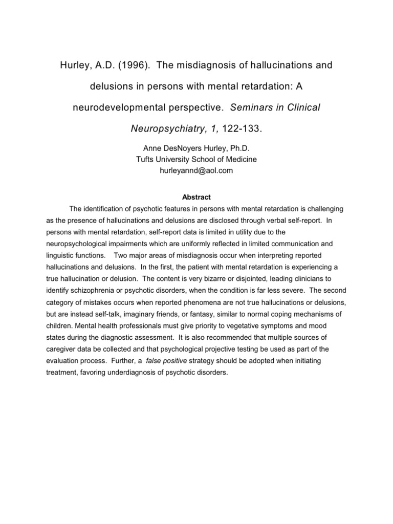 The Misdiagnosis of Hallucinations and Delusions I | PDF | Mental ...