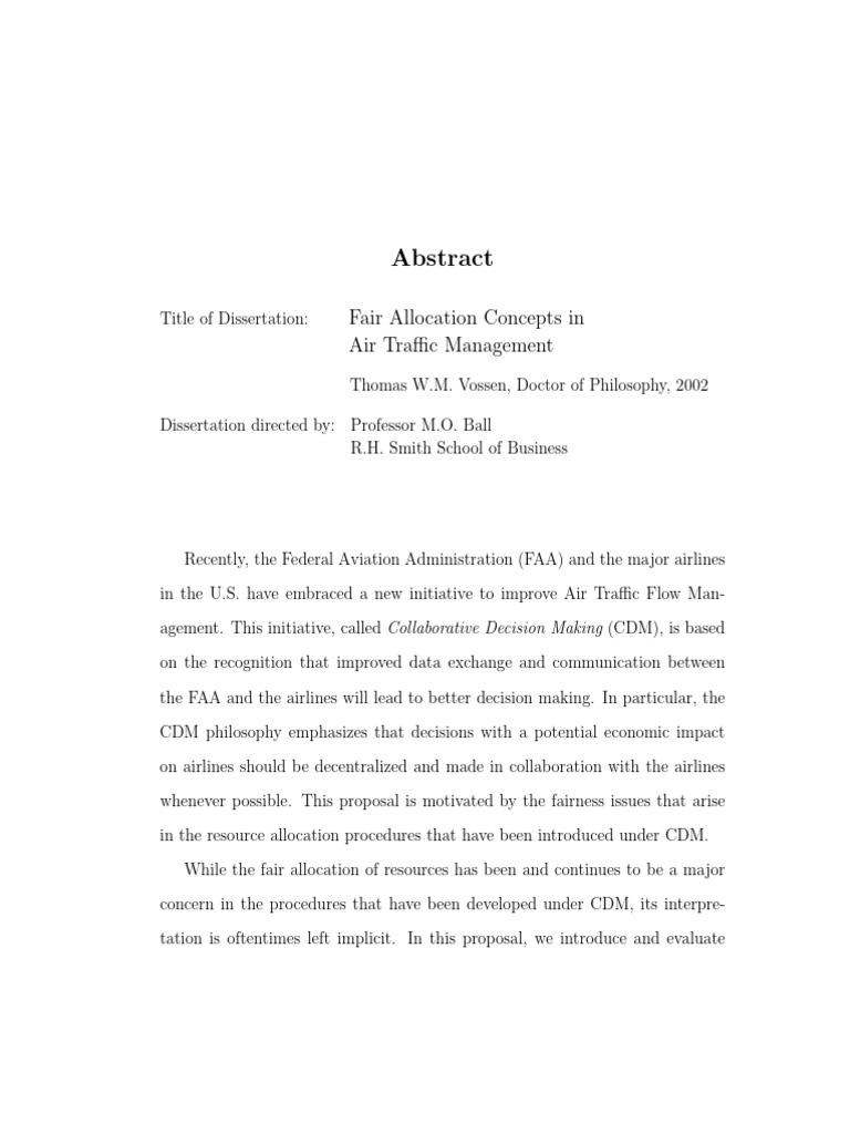 0Fair Allocation Concepts in Air Traffic Management,PH.D2002 | PDF | Air Traffic Control | Airport