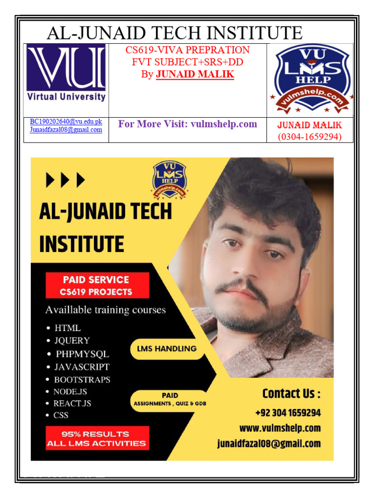 Cs619 Final Viva Prepration +SRS+DD+SQL+PHP by Junaid | PDF | Databases ...