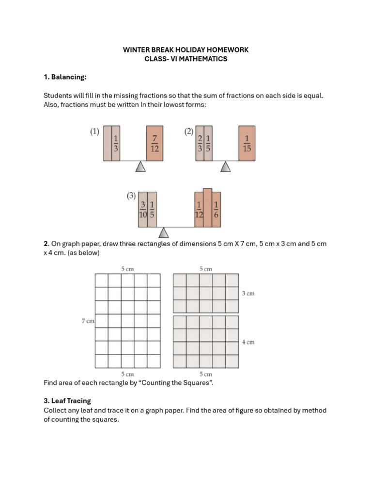 Winter Break HHW 6 Maths-1 | PDF