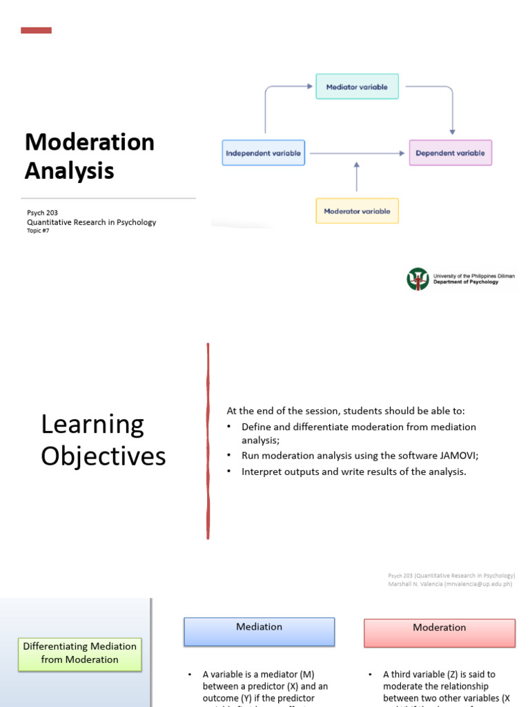 Topic 7 - Moderation Analysis | PDF | Statistics | Dependent And ...