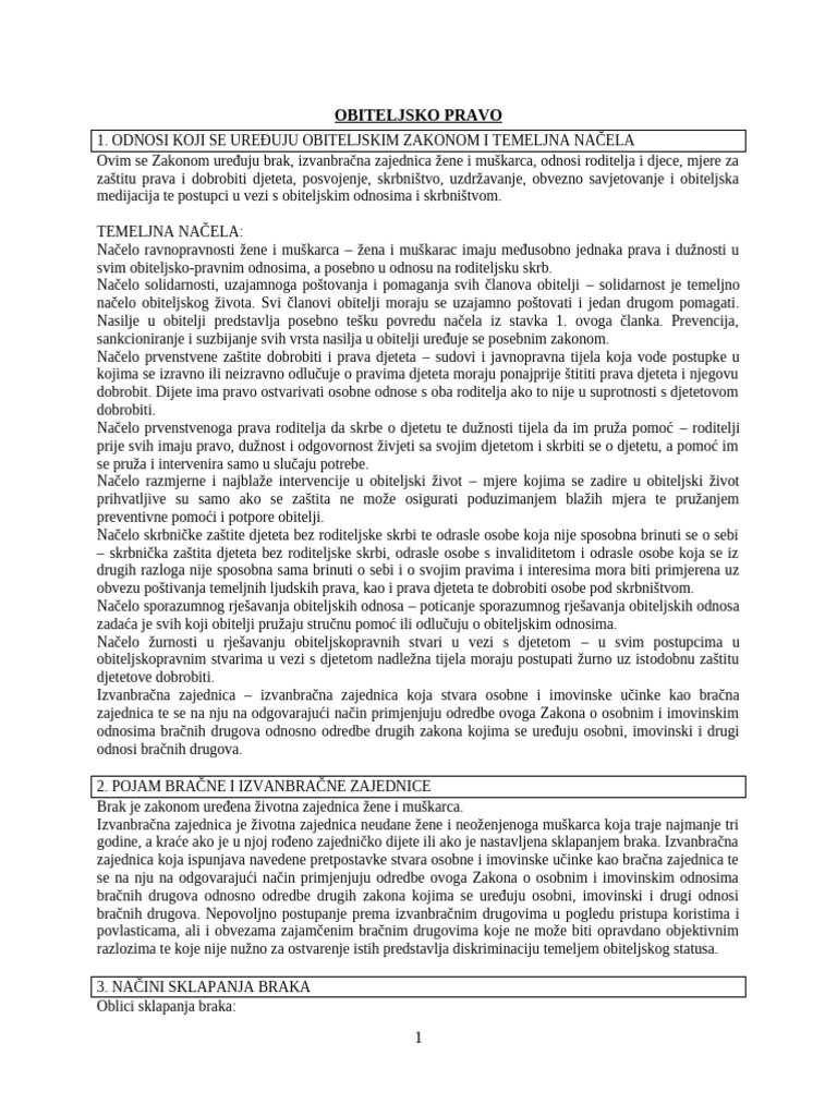 Skripta - Obiteljsko - Skripta Za Pravosudni | PDF