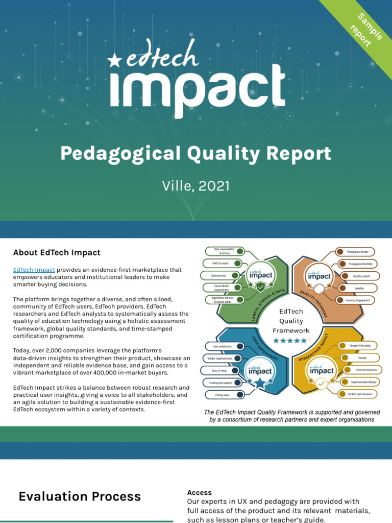 EdTech Impact - Pedagogical Quality Report – Ville (2) (1) | PDF | Multiplication | Numbers