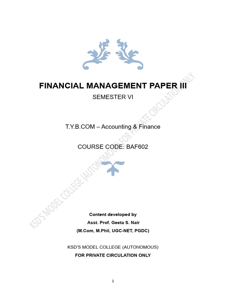 FM notes | PDF | Dividend | Capital Structure