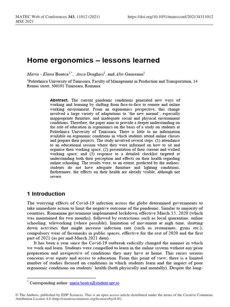 Home Ergonomics - Lessons Learned | PDF | Chair | Human Factors And Ergonomics