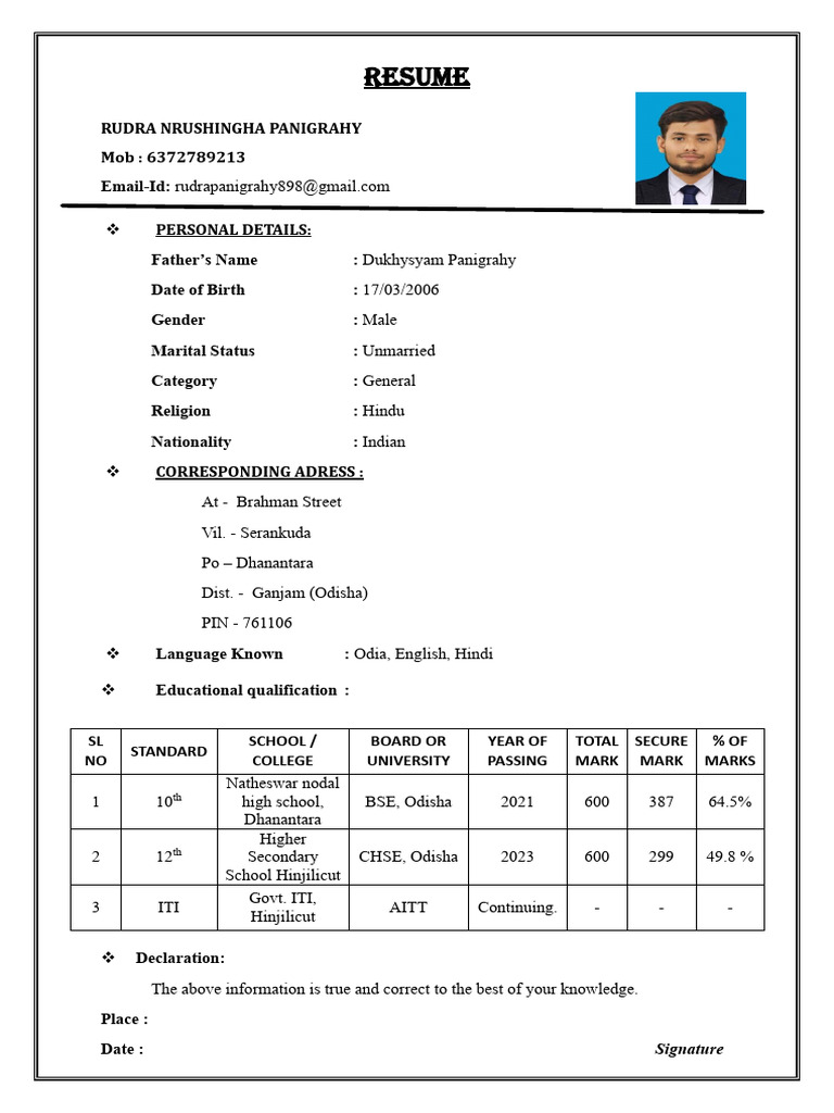 Biodata-Rudra | PDF
