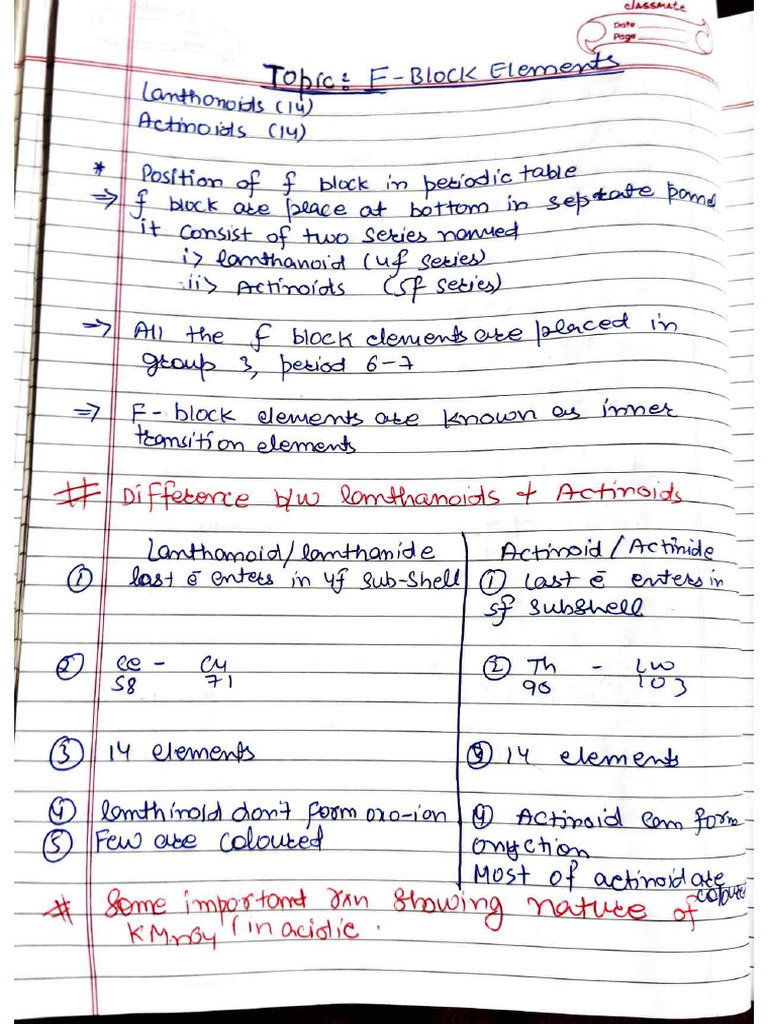 F Block Elements | PDF