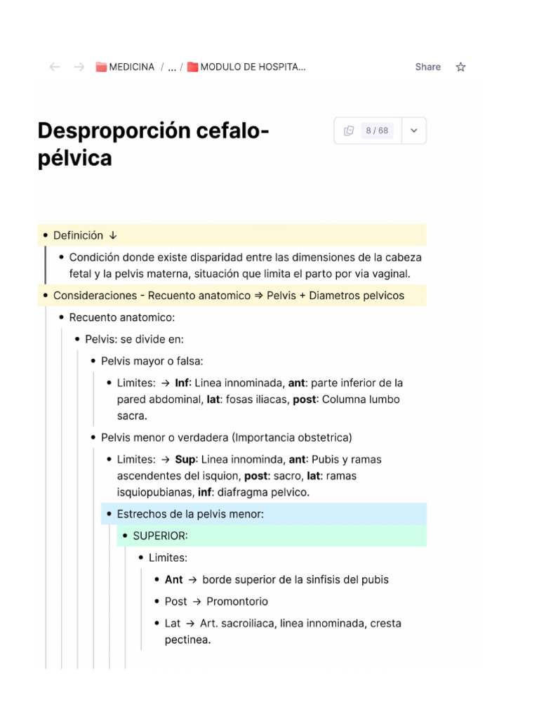 Desproporción Cefalo-Pelvica - Br. Deiner Morles | PDF