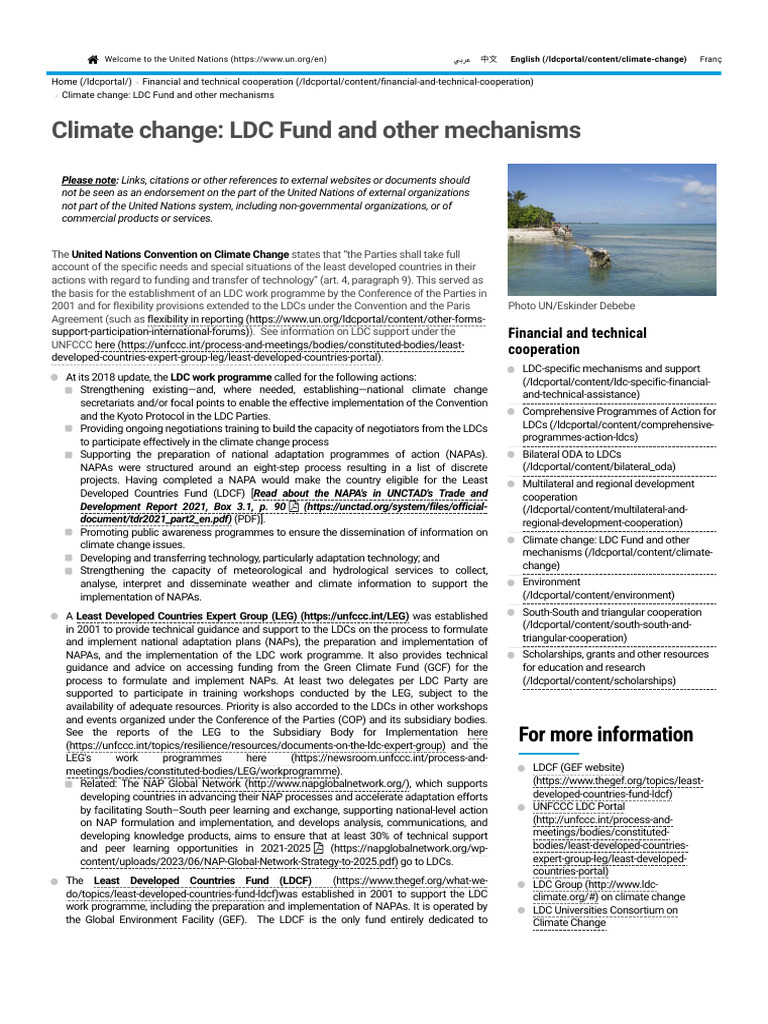 Climate Change - LDC Fund and Other Mechanisms - LDC Portal ...