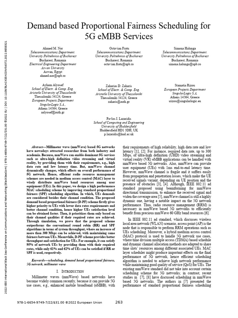 Demand Based Proportional Fairness Scheduling For 5g Embb Services Pdf Scheduling Computing