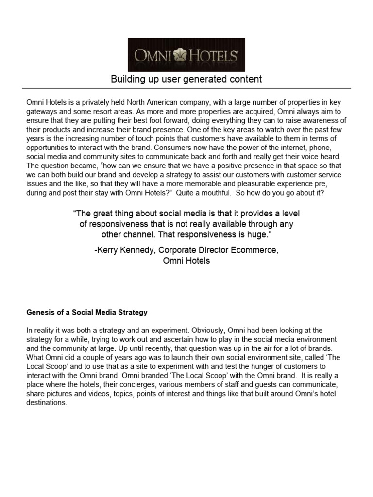 Omni_Hotels_Case_Study | PDF | Social Media | Popular Culture & Media Studies