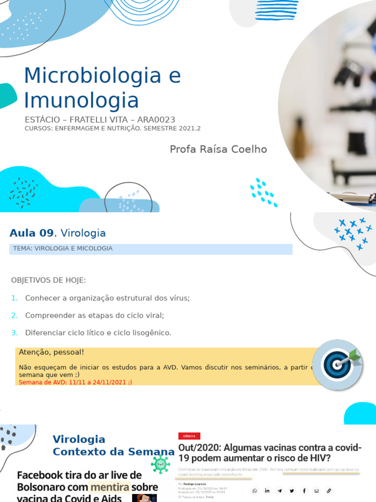 Aula 09 - Micro e Imuno - Virologia | PDF | Vírus | Virologia