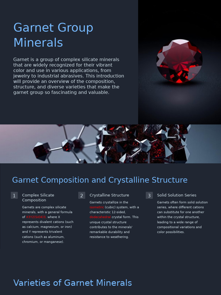 Overview of Garnet Minerals and Varieties | PDF | Rock (Geology) | Minerals