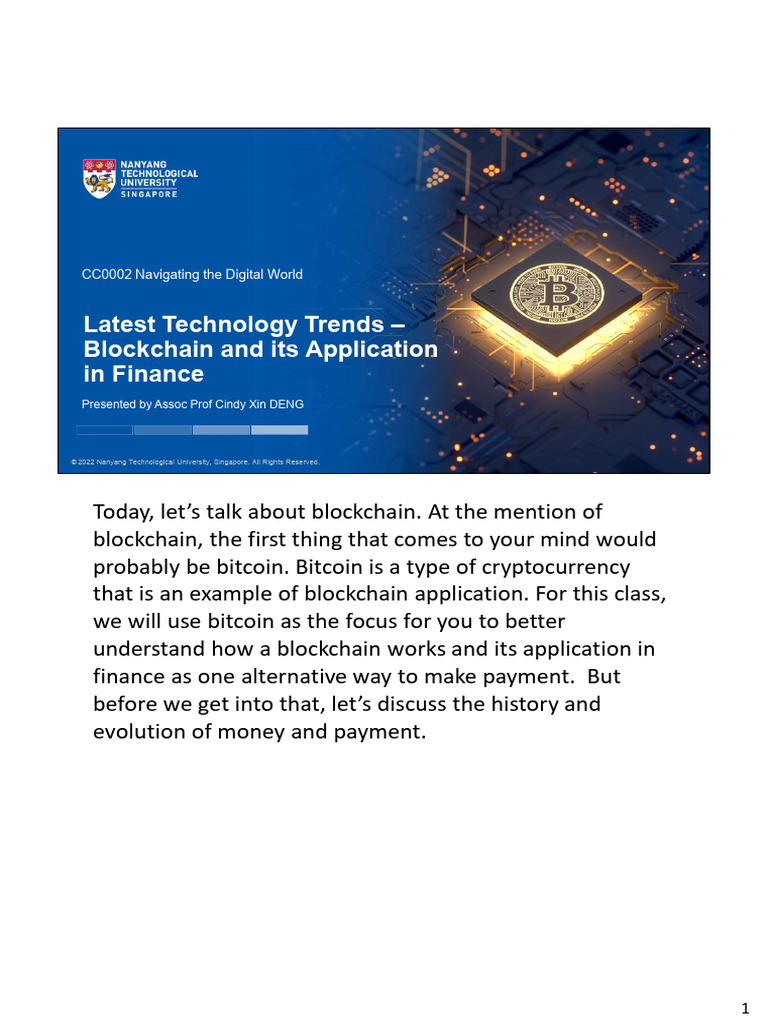 Lecture Notes 7b Blockchain and Its Application in Finance | PDF ...
