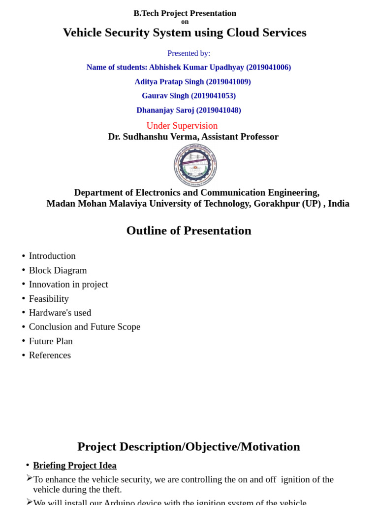 Vehicle Security System Presentation | PDF | Arduino | Relay
