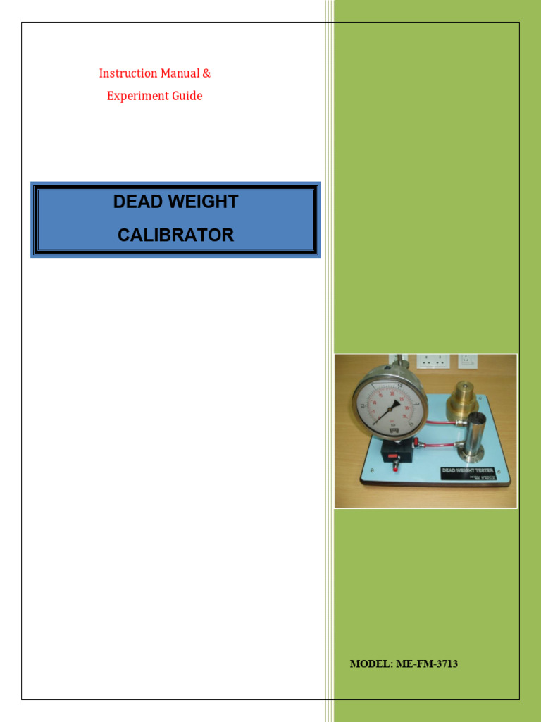 Dead Weight Calibrator | PDF | Calibration | Pressure Measurement