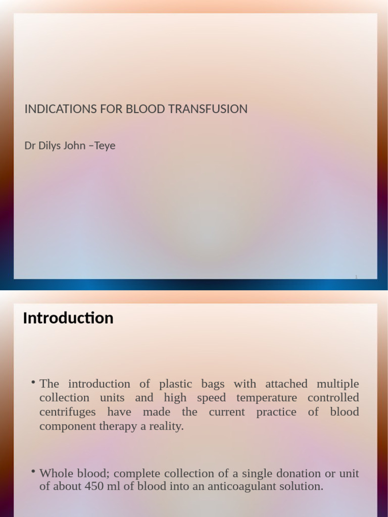 Indications For Blood Transfusion | PDF | Blood Transfusion | Clinical ...