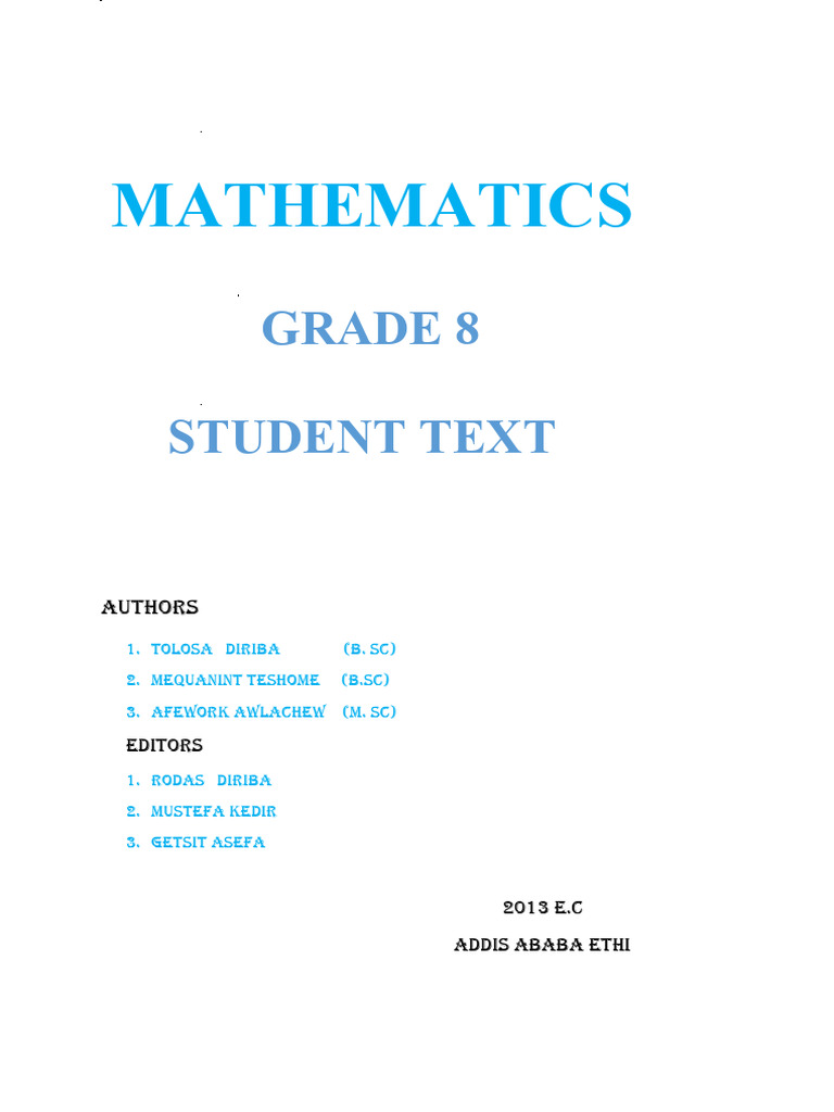 Math Text G8 Finilized-Dilla | PDF | Numbers | Division (Mathematics)