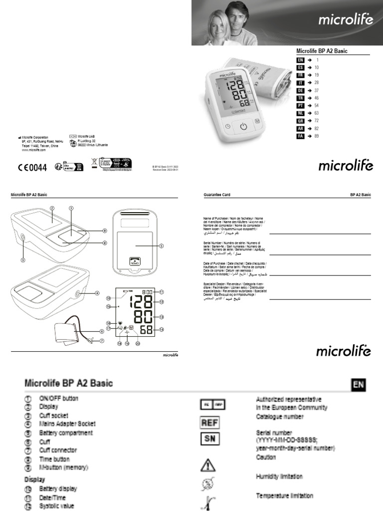Microlife BP A2 Basic S-V11 3923 | PDF | Blood Pressure | Hypertension