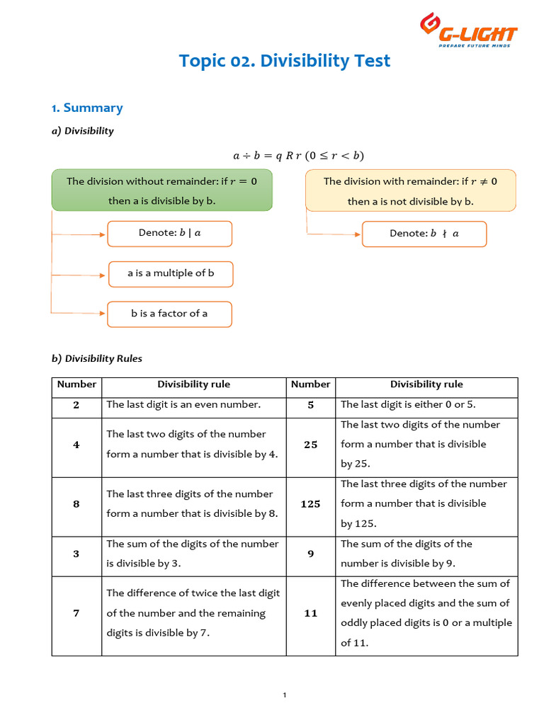 PO7 - 02 - Divisibility - WS | PDF