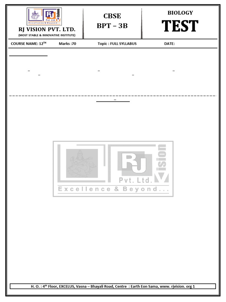 Bpt 3 Cbse Full Syllabus With Solution | PDF | Restriction Enzyme | Meiosis