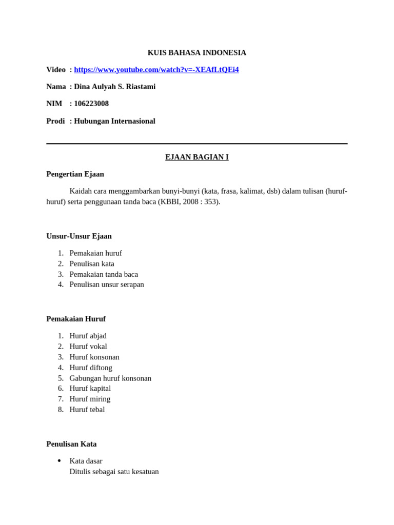 Tugas 2 Ejaan Bagian I | PDF