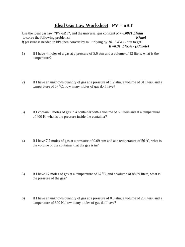 Ideal Gas Law | PDF