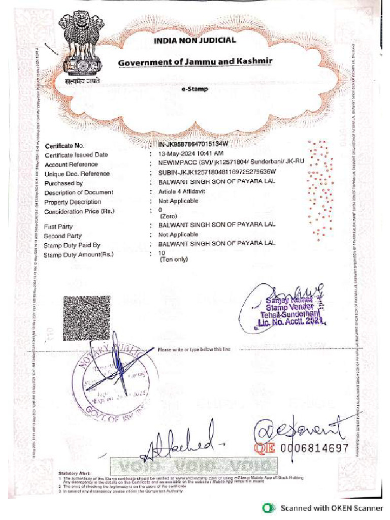 AFFIDAVIT PRITAM SINGH - Compressed | PDF