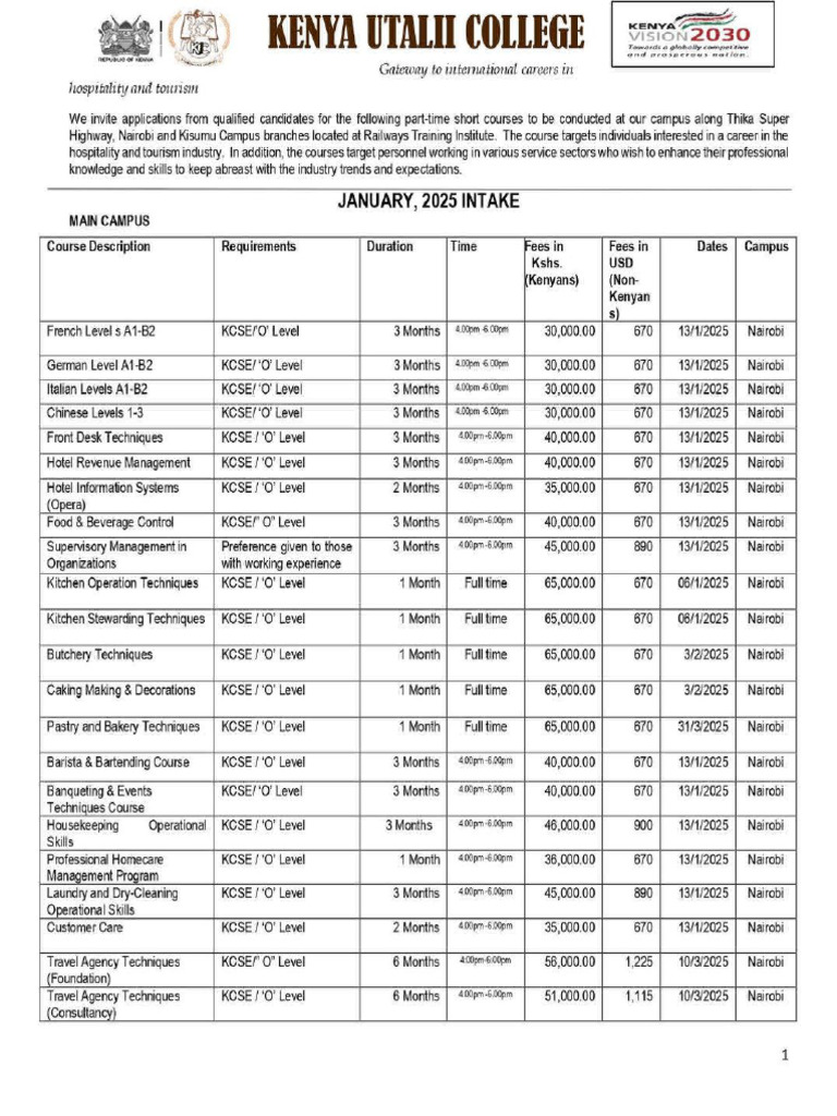 KUC.Fee Structure 2025 | PDF