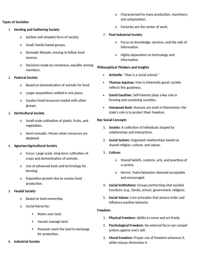 Types of Societies Philo | PDF | Society | Agriculture