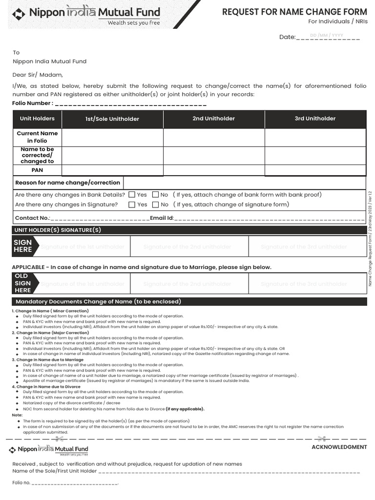 Name Change Request Form for Unitholders | PDF | Justice | Crime & Violence