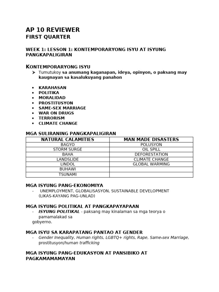 AP 10 Reviewer | PDF | Roof | Tropical Cyclones