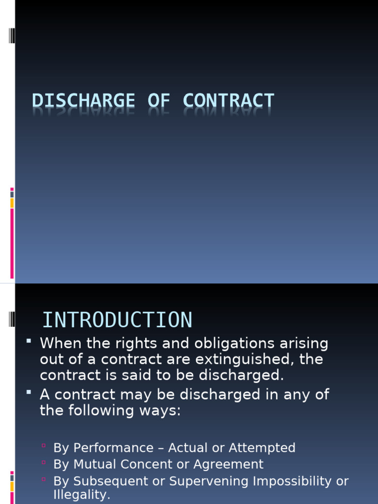 Discharge of Contract | PDF | Economies | Business Law