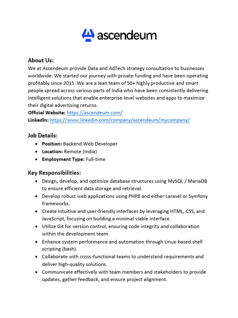Jd Backend Web Developer Ascendeum Pdf 