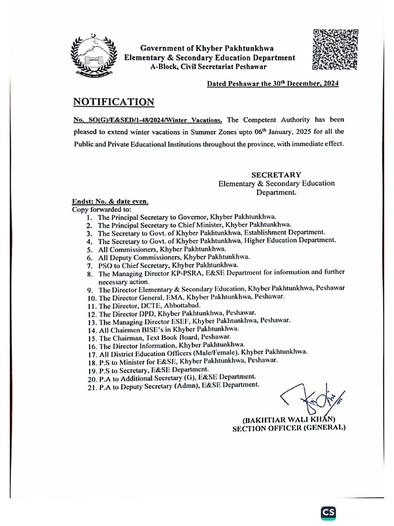 Winter-Vacations-Extension-2024-25 | PDF