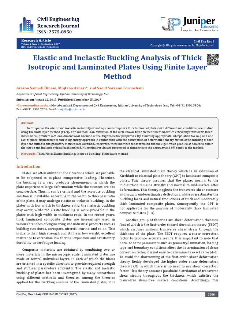 Elastic And Inelastic Buckling Analysis Of Thick Plate Pdf Buckling